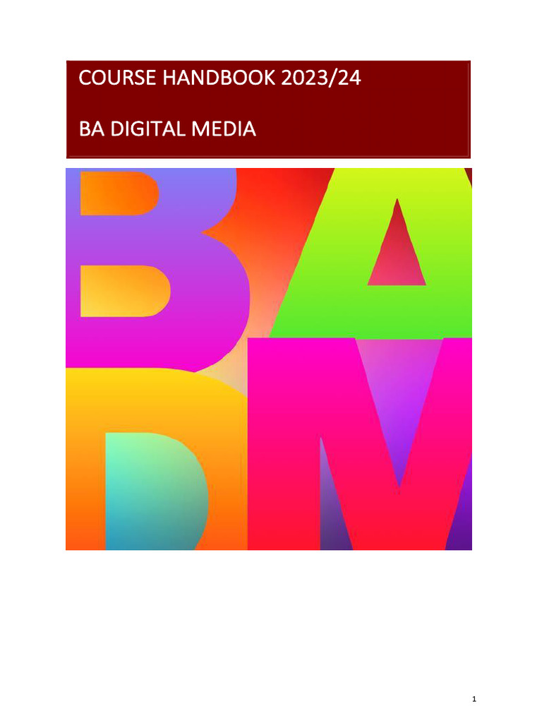BA Digital Media Course Handbook 2023/24 | PDF | Mobile App | Mass Media
