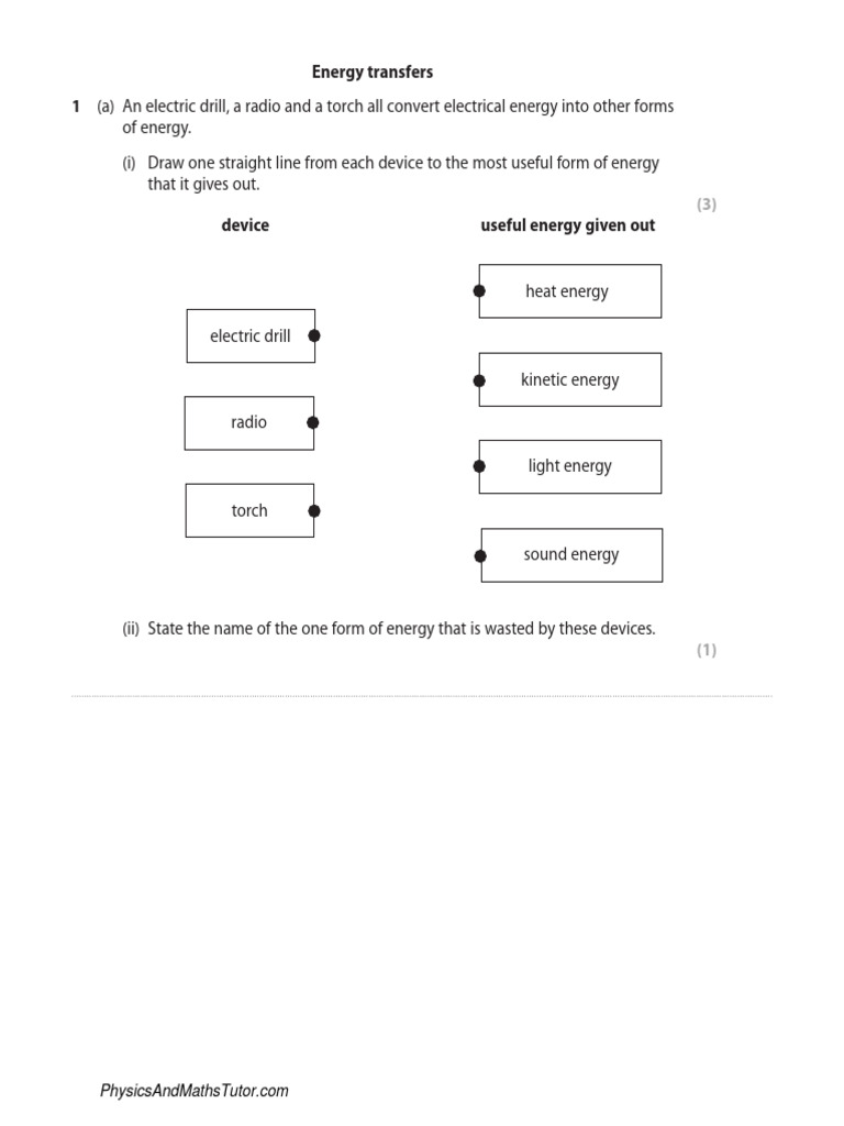 Energy Transfers, GPE, KE & Efficiency 3 QP | PDF