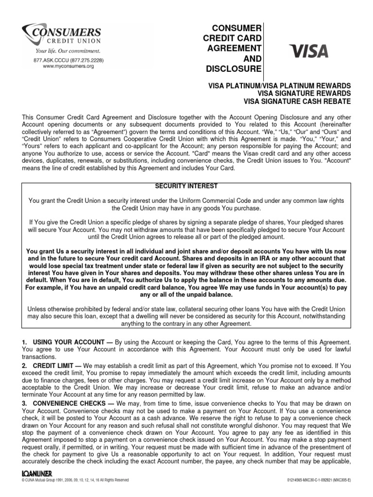 Visa Agreement | PDF | Credit Card | Credit