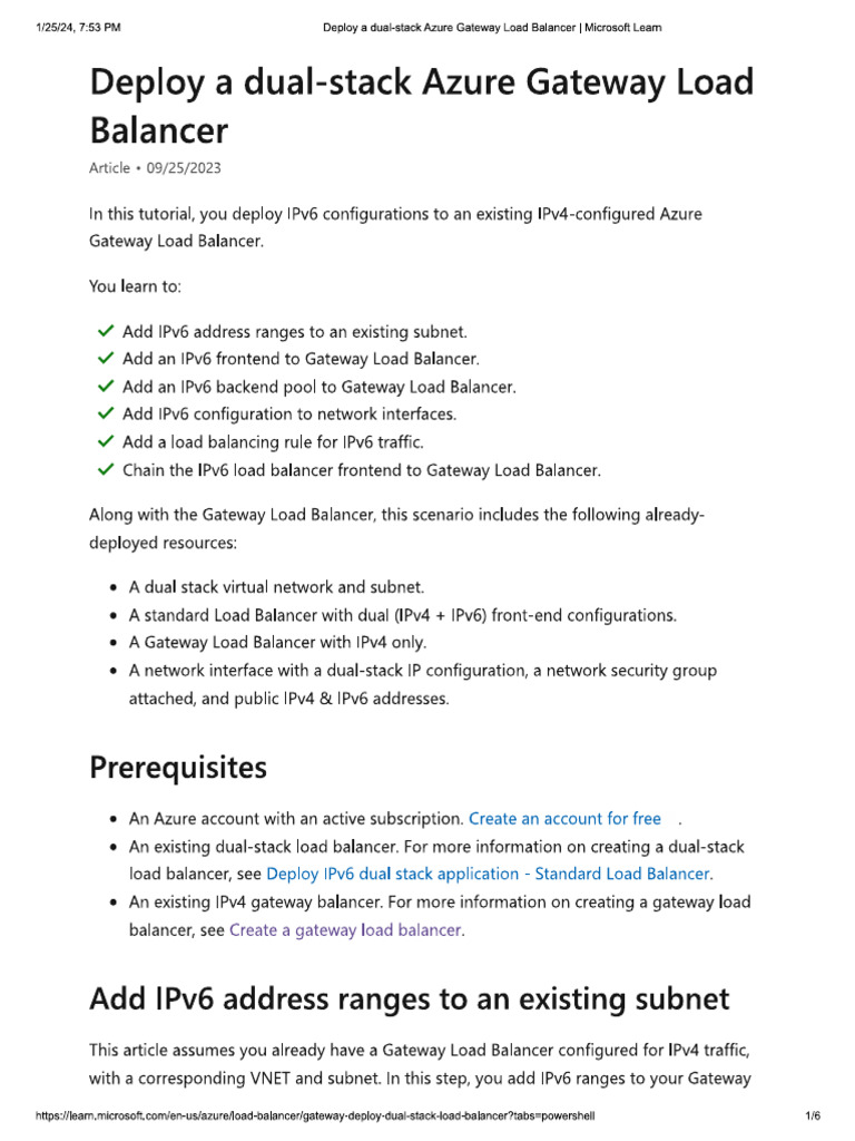 Deploy A Dual-Stack Azure Gateway Load Balancer | PDF