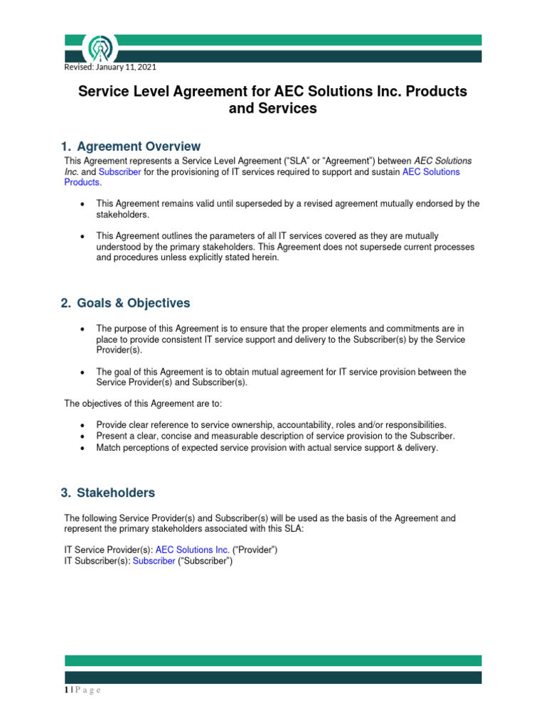 Builterra Service Level Agreement v2020 | PDF | Service Level Agreement ...