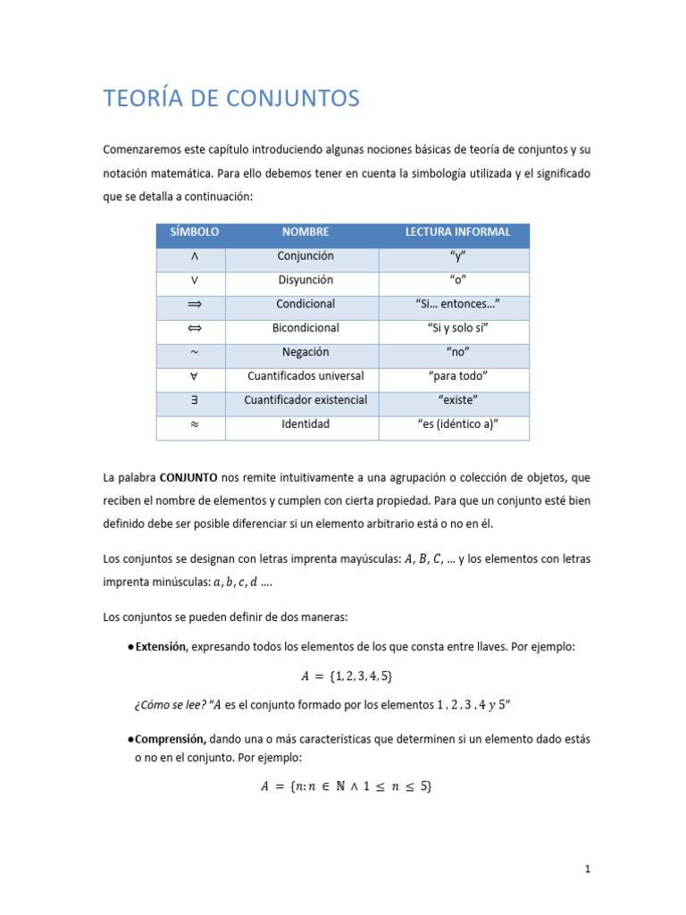 Teoría de Conjuntos | PDF | Conjunto (Matemáticas) | Lógica