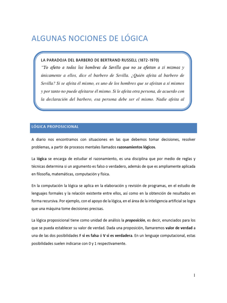Nociones de Lógica | PDF | Proposición | Lógica