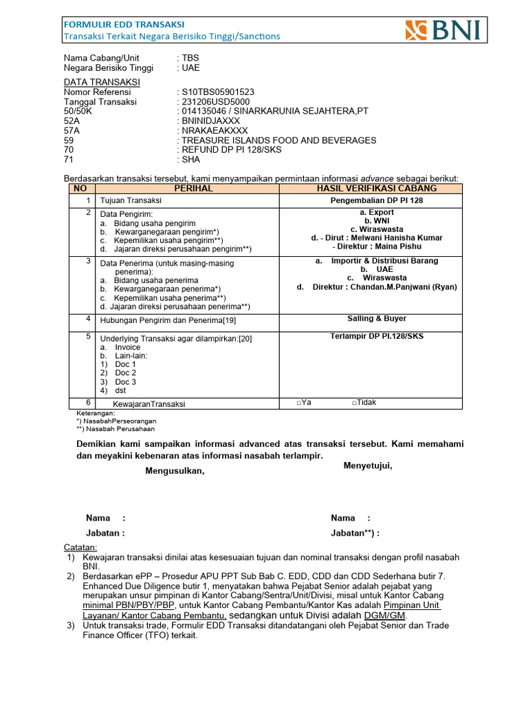 Form EDD Transaksi BNI Direct | PDF | Pengelolaan Keuangan & Uang | Hukum
