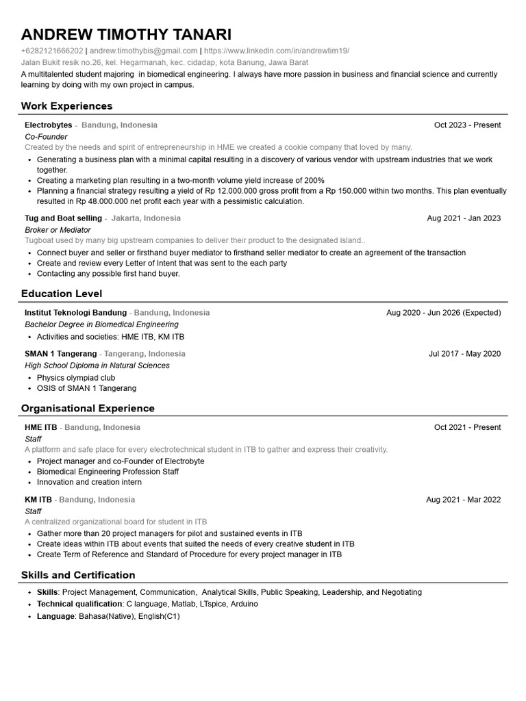 Akmal Maulida Khafiz's Profile Summary | PDF | Business | Economies