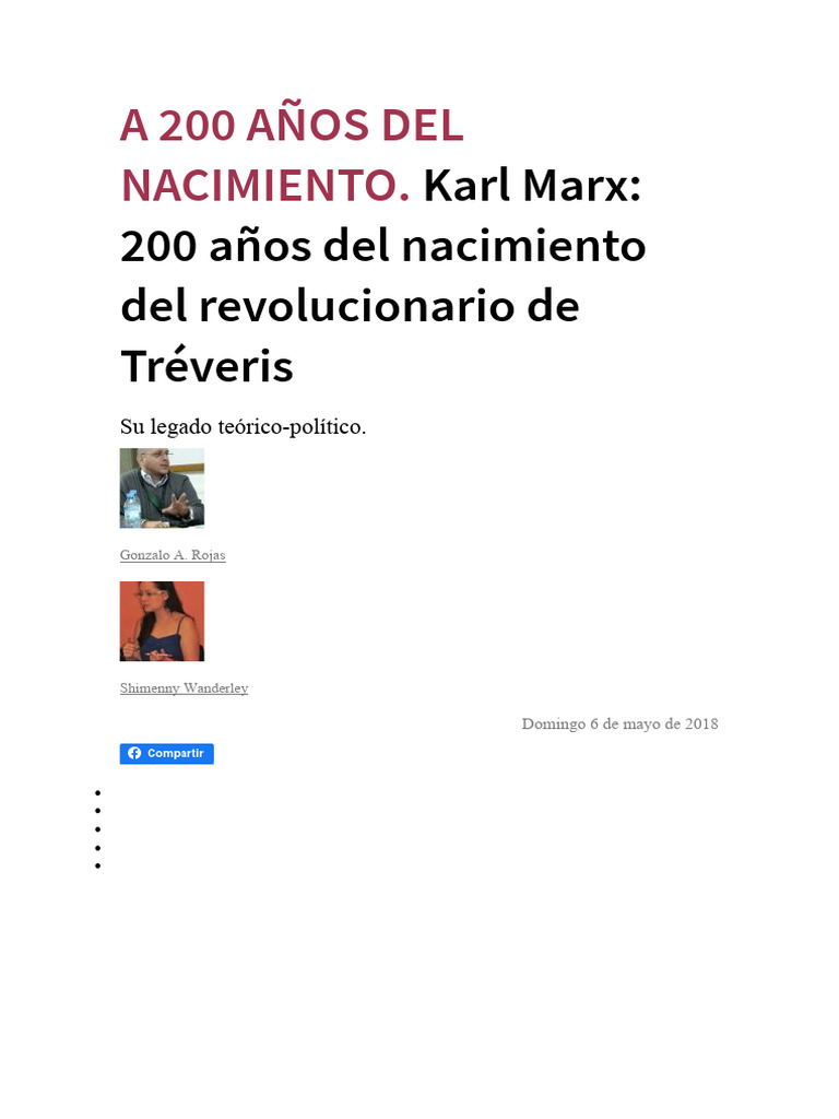 Legado de Karl Marx a 200 años de su nac. | PDF | Karl Marx | Comunismo
