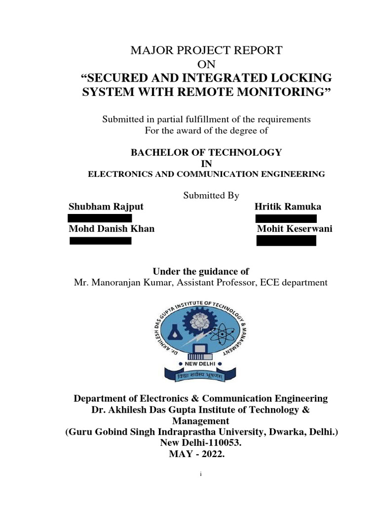 Secured Locking System with Remote Access | PDF | Arduino | Electronics