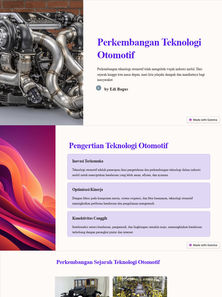 Perkembangan Teknologi Otomotif | PDF | Teknologi & Rekayasa