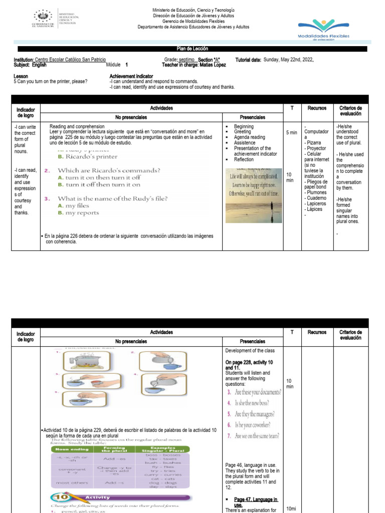 Plan Modulo1 Lección 5 | PDF