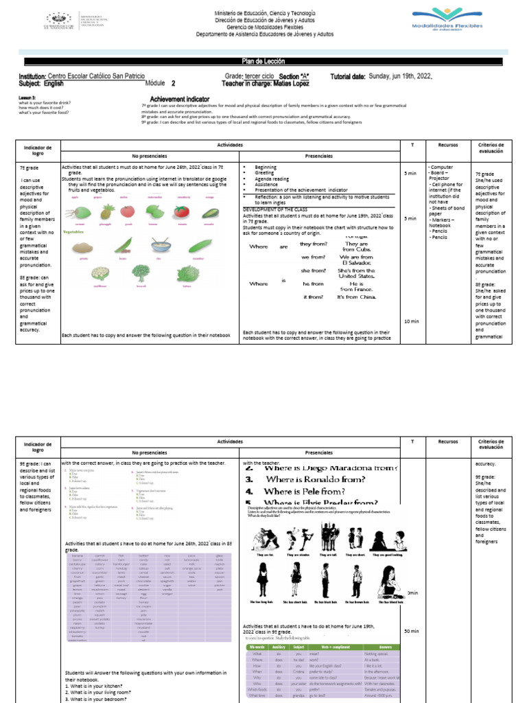 Lesson 3 Modulo 2 Septimo Modulo 2 Ingles | PDF | Linguistics | Human ...