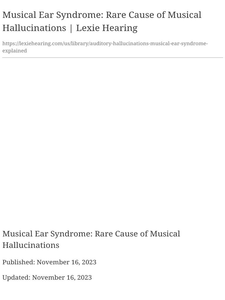 Musical Ear Syndrome Rare Cause of Musical Halluc | PDF