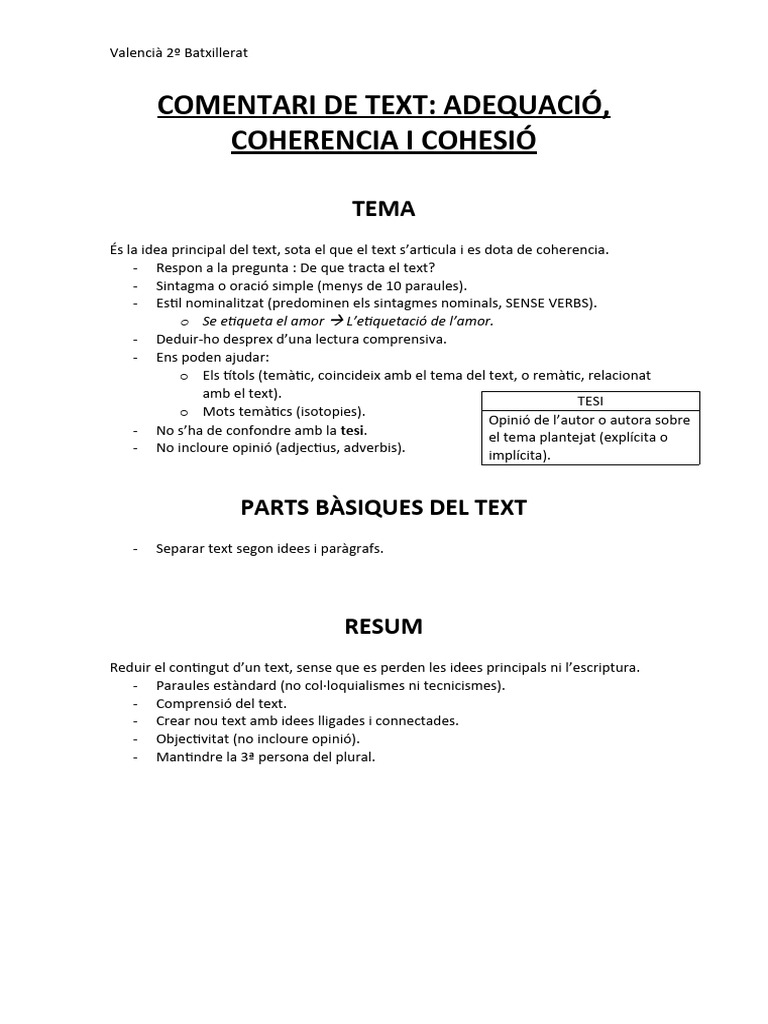 CONTENIDOS VALENCIANO 2 Bachillerato Temario Pau | PDF