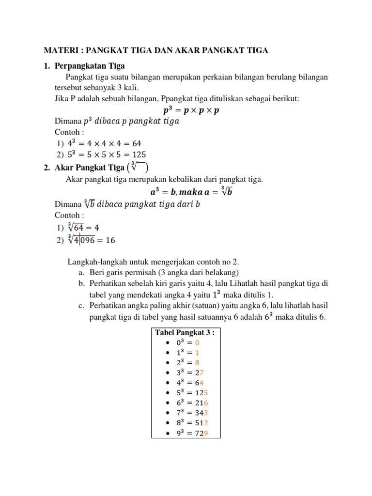 Pangkat Tiga Dan Akar Pangkat Tiga | PDF