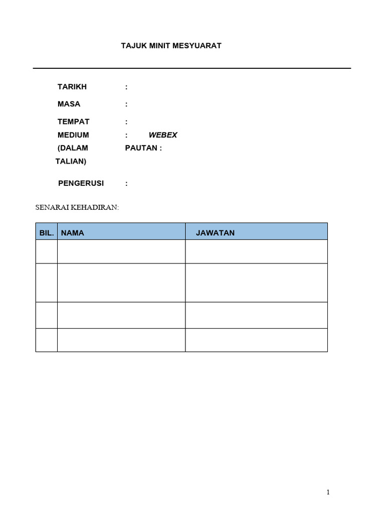 Contoh Minit Mesyuarat | PDF