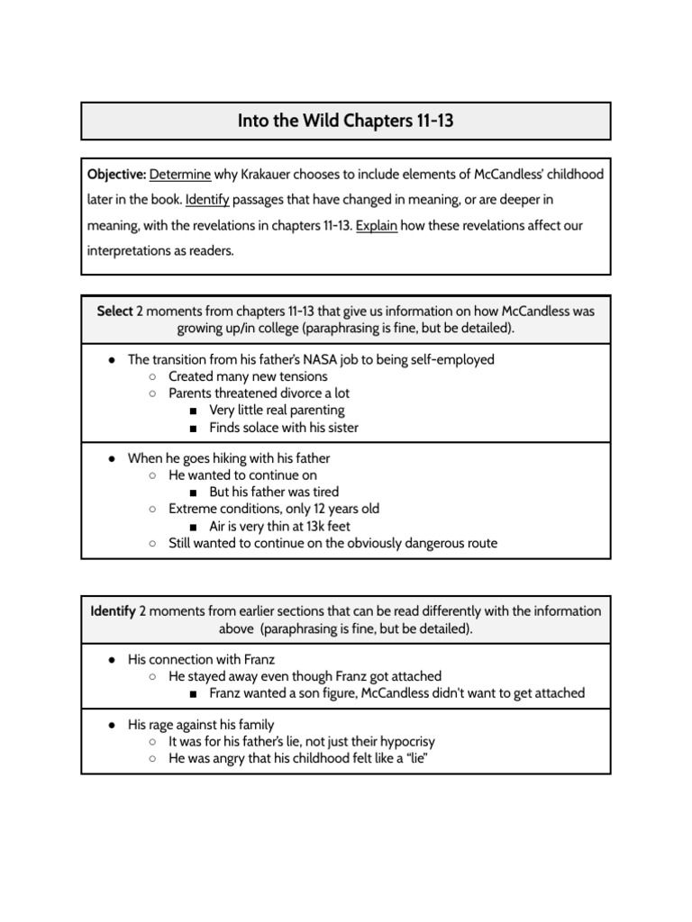 Cedar Schumacher - Into The Wild Chapters 11-13 | PDF