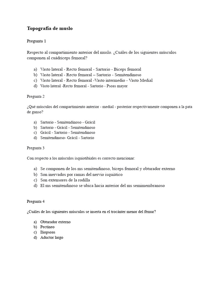 Gu A de Ejercicios Topograf A de Muslo | PDF | Tejido suave | Anatomía humana