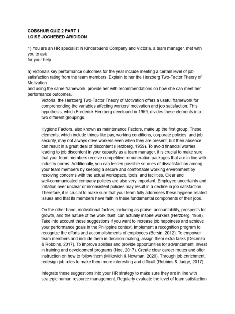 Quiz 2 Part 1 | PDF | Incentive | Cognition