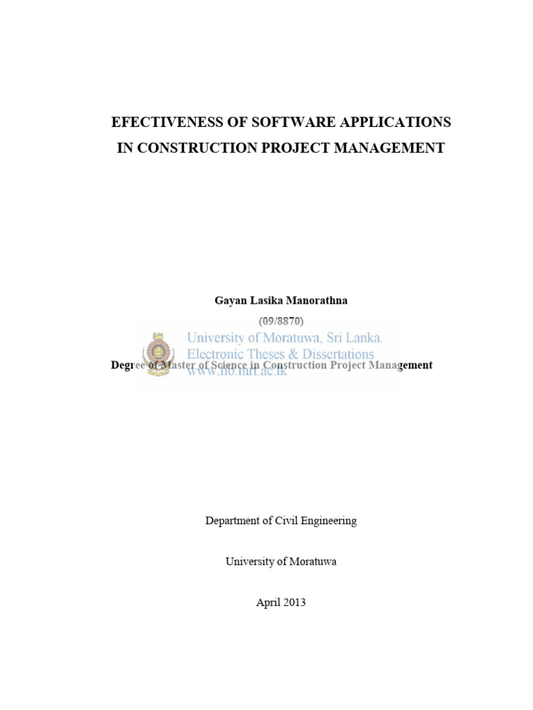 2-Effectiveness of Software Applications in Construction Project Management | PDF | Project ...