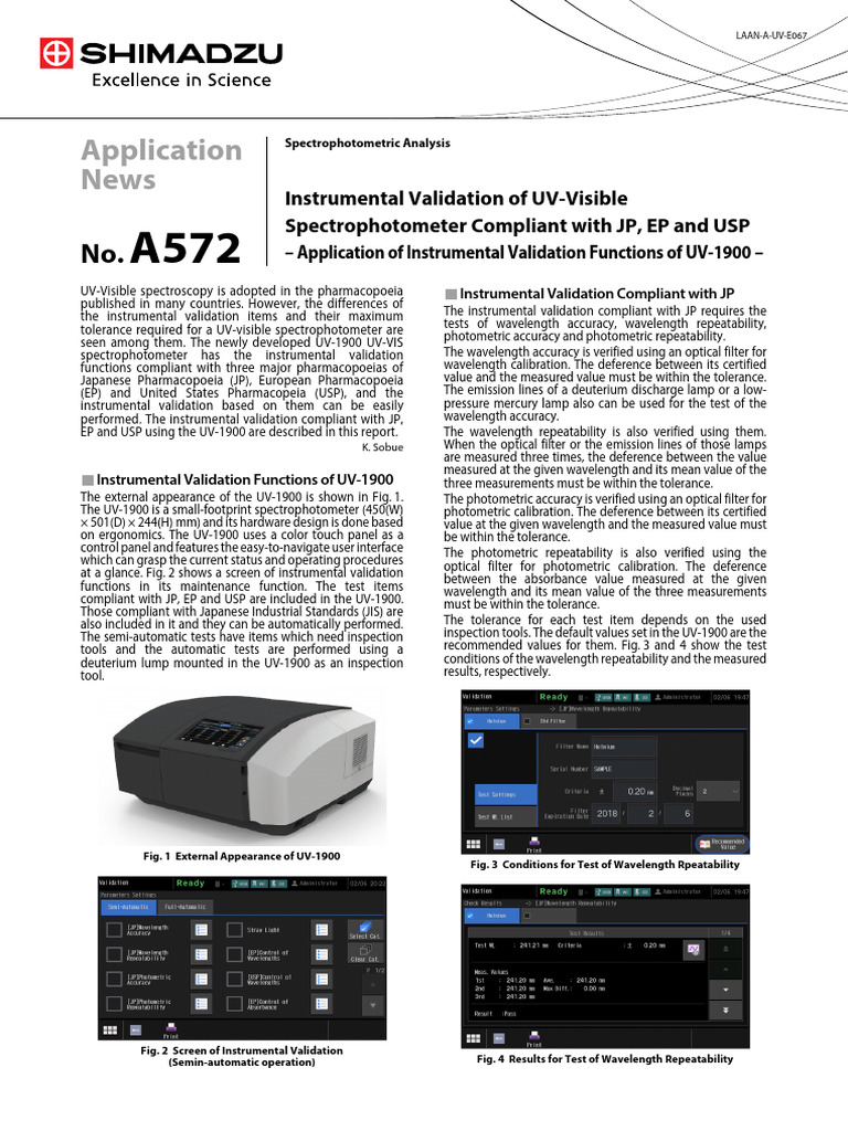 Validacion Uv Shimadzu Pdf Ultraviolet Visible Spectroscopy Spectrophotometry