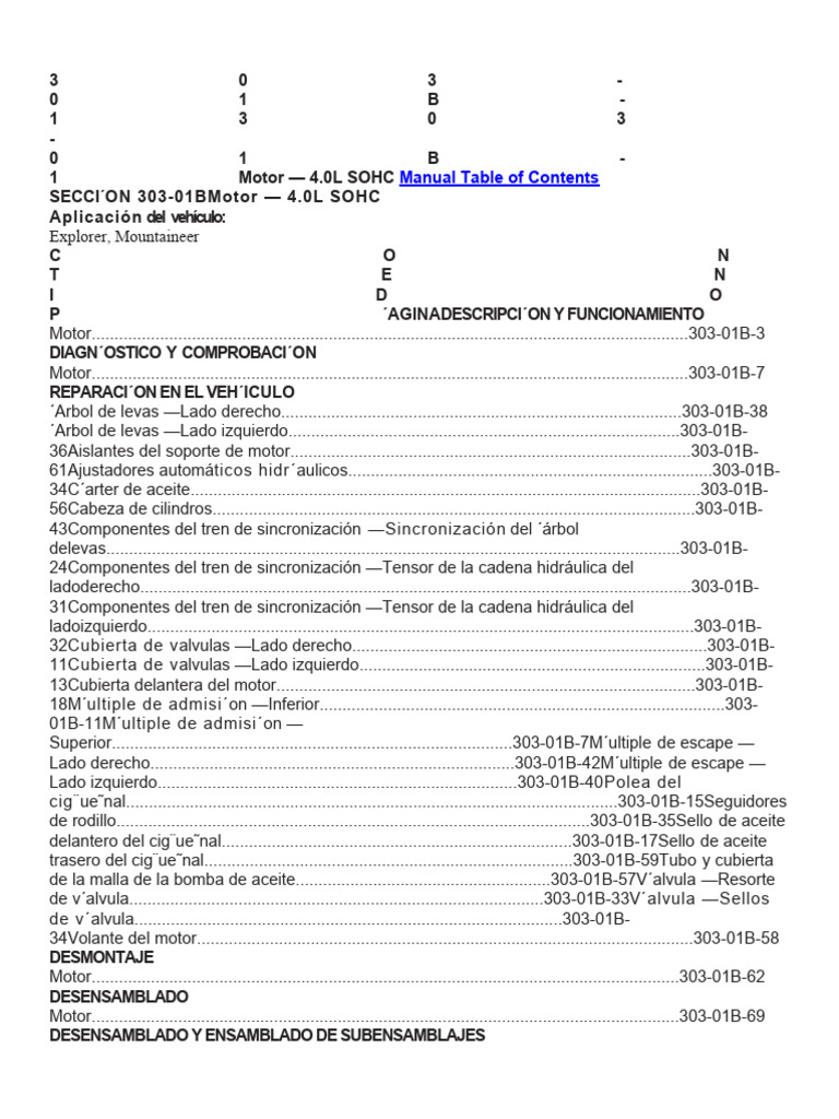 Partes Del Motor Detallado Ford Explorer 4X4 1998 | PDF | Vehículos ...