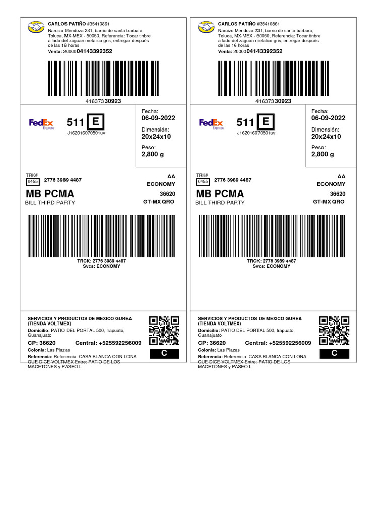 Etiqueta de Devolución | PDF