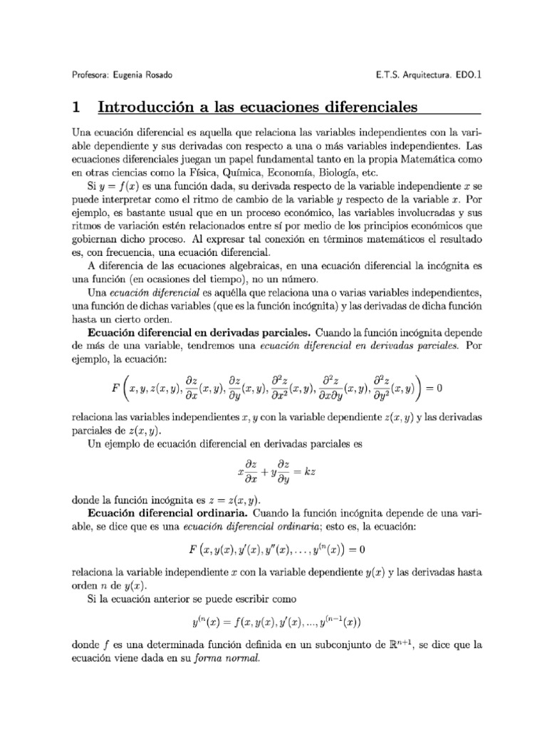 1 Introducción a Las Ecuaciones Diferenciales - PDF Descargar Libre | PDF