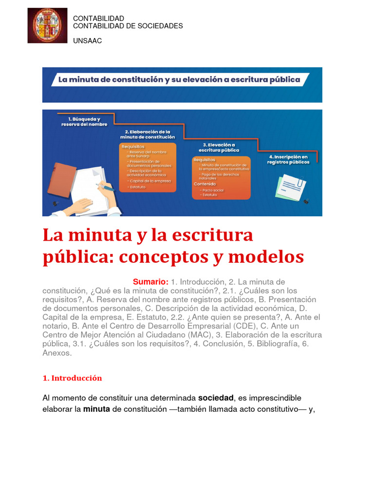 La Minuta de Constitucion | PDF | Contabilidad | Business
