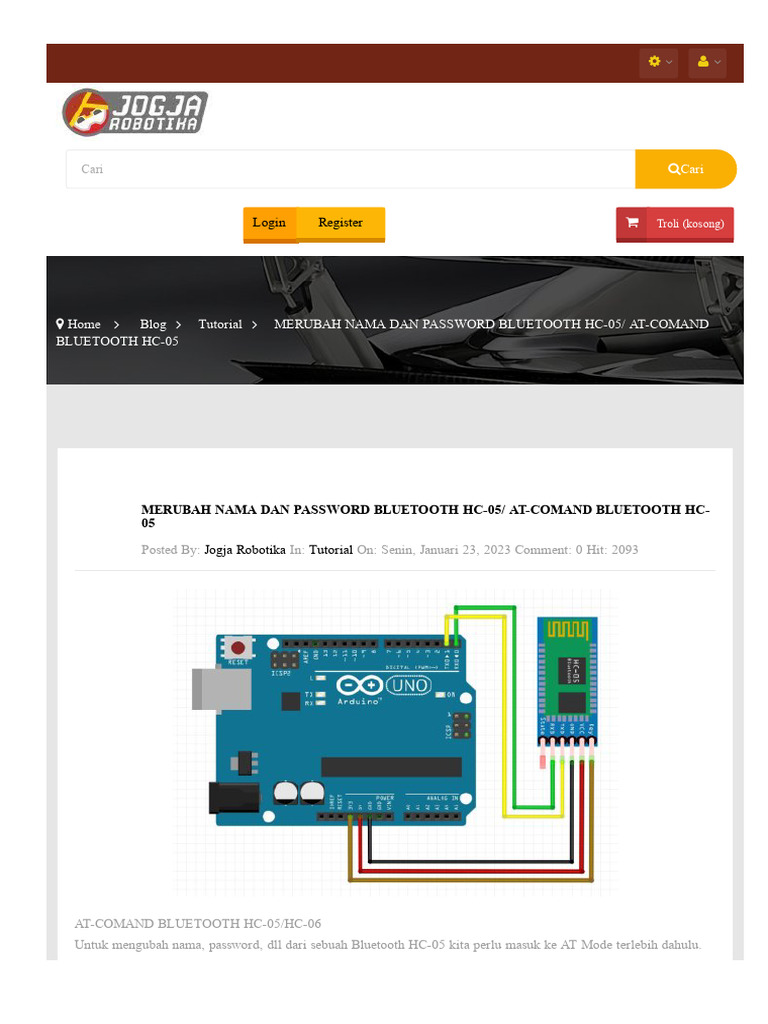 WWW Jogjarobotika Com Blog Merubah Nama Dan Password Bluetooth HC 05 at Comand B | PDF