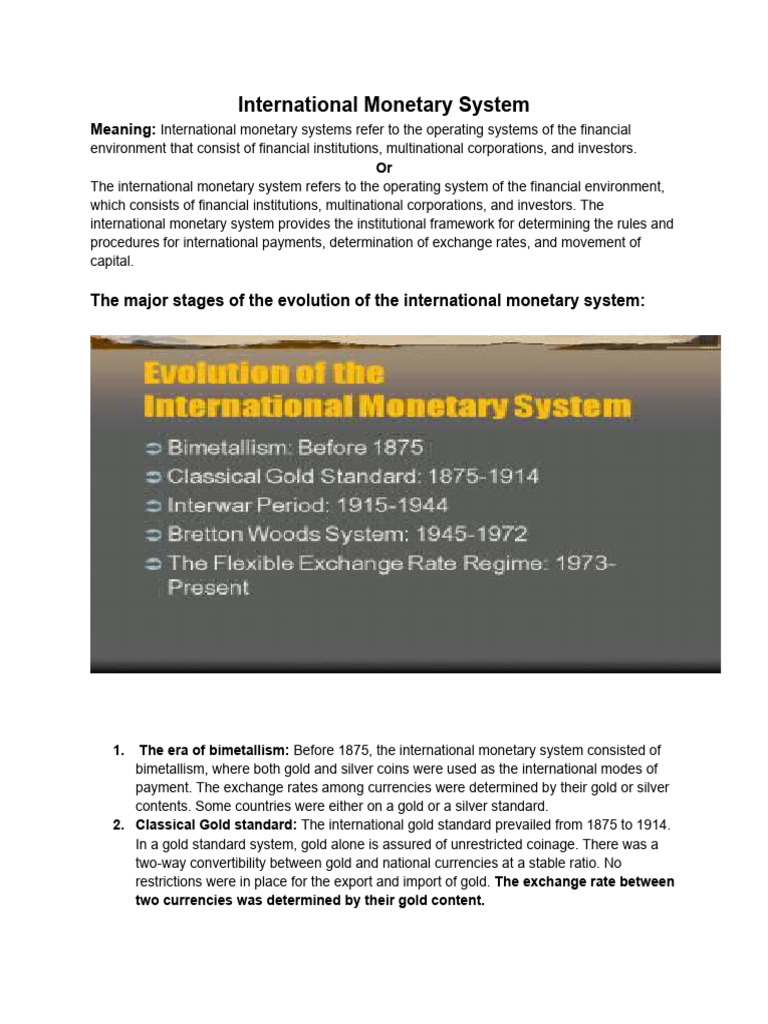 International Monetary System | PDF | Bretton Woods System | Exchange Rate