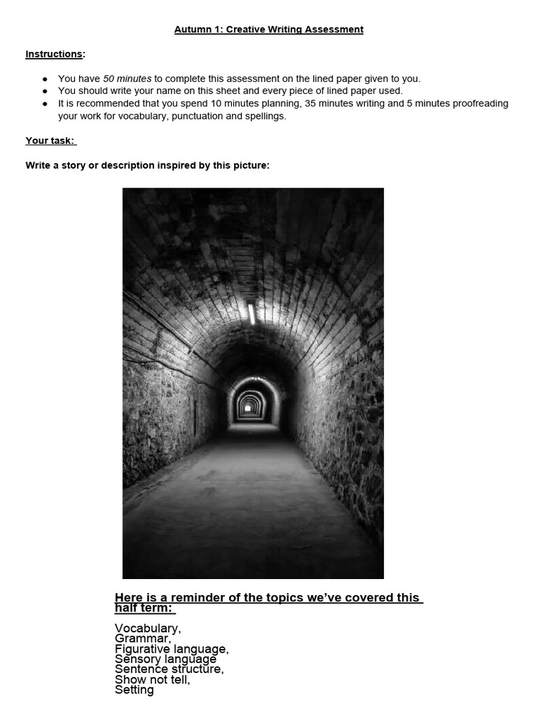 Year 7 Autumn 1 Creative Writing Assessment | PDF
