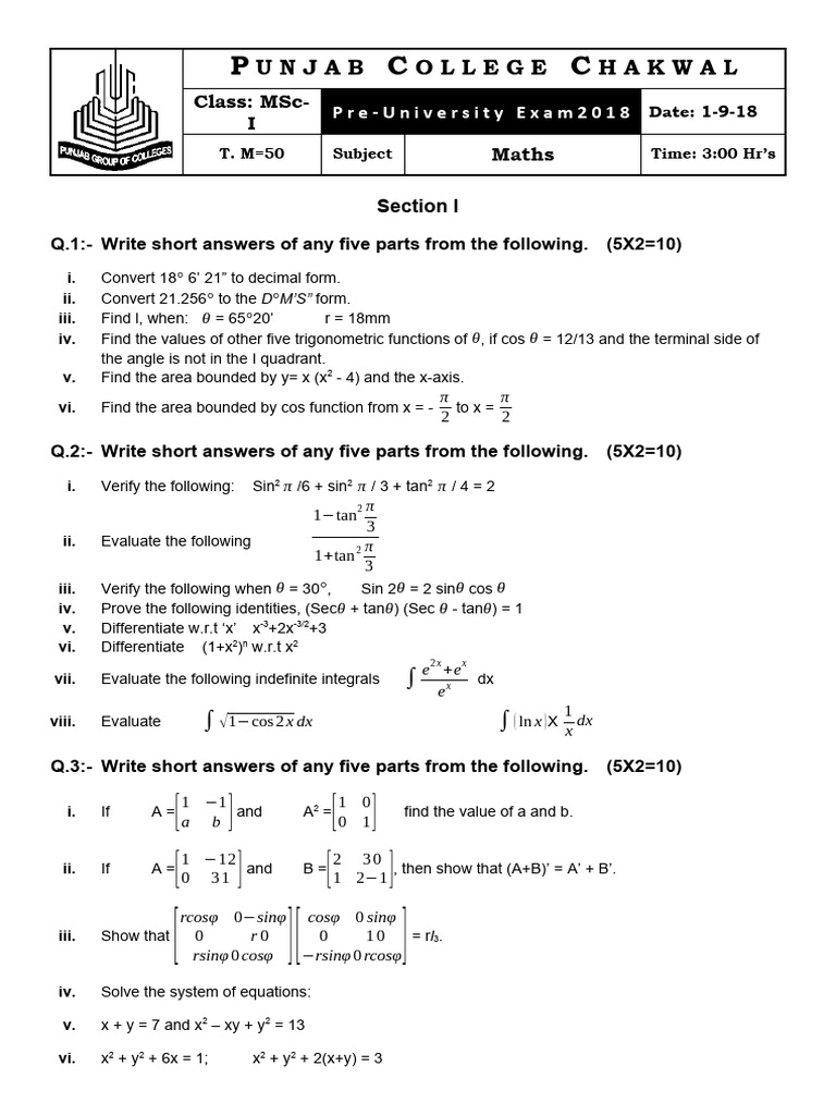 Math MSC | PDF | Elementary Geometry | Algebra