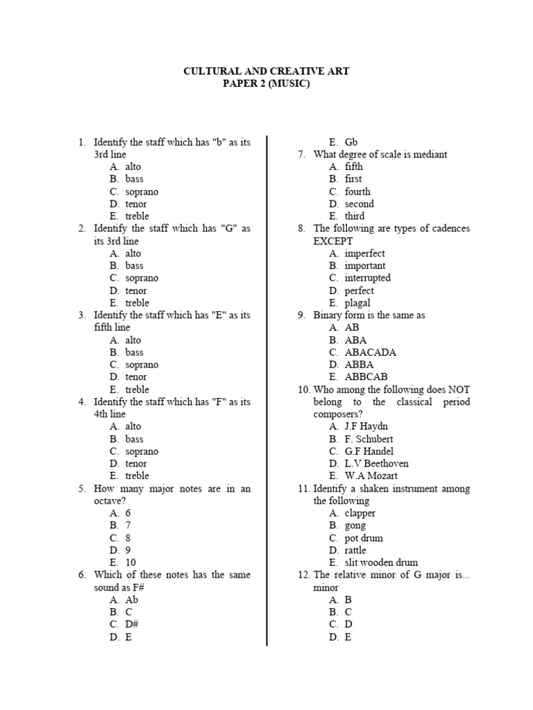 Mock 2020 | PDF | Clef | Dances