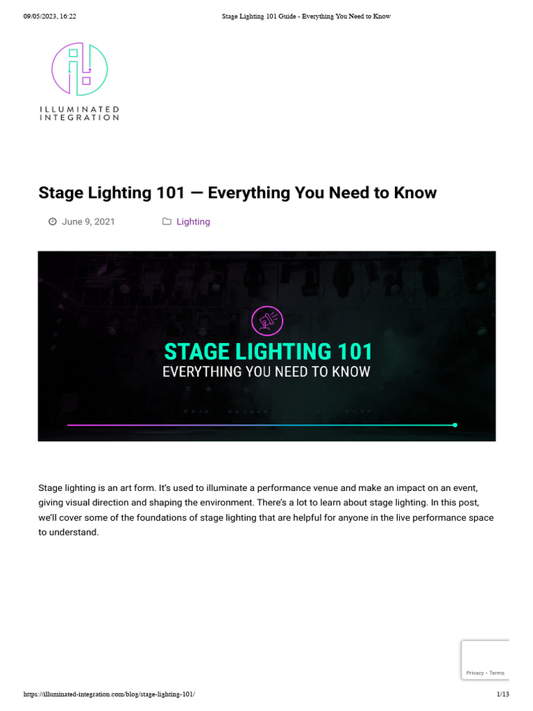 Stage Lighting 101: Essential Guide | PDF | Lighting | Artistic Techniques