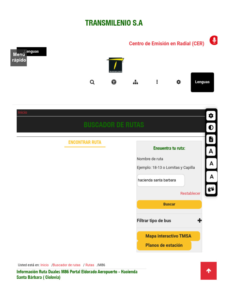Paradas y Ruta M86 Transmilenio | PDF | Transporte en bus | Transporte ...
