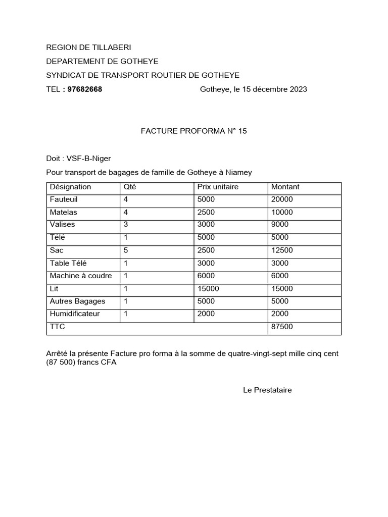 Facture Proforma | PDF | Maison et jardin