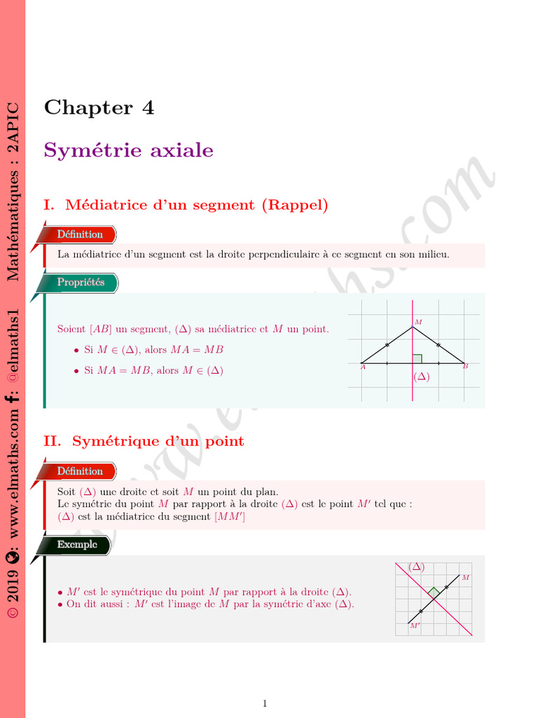 Cours sur la symétrie axiale | PDF