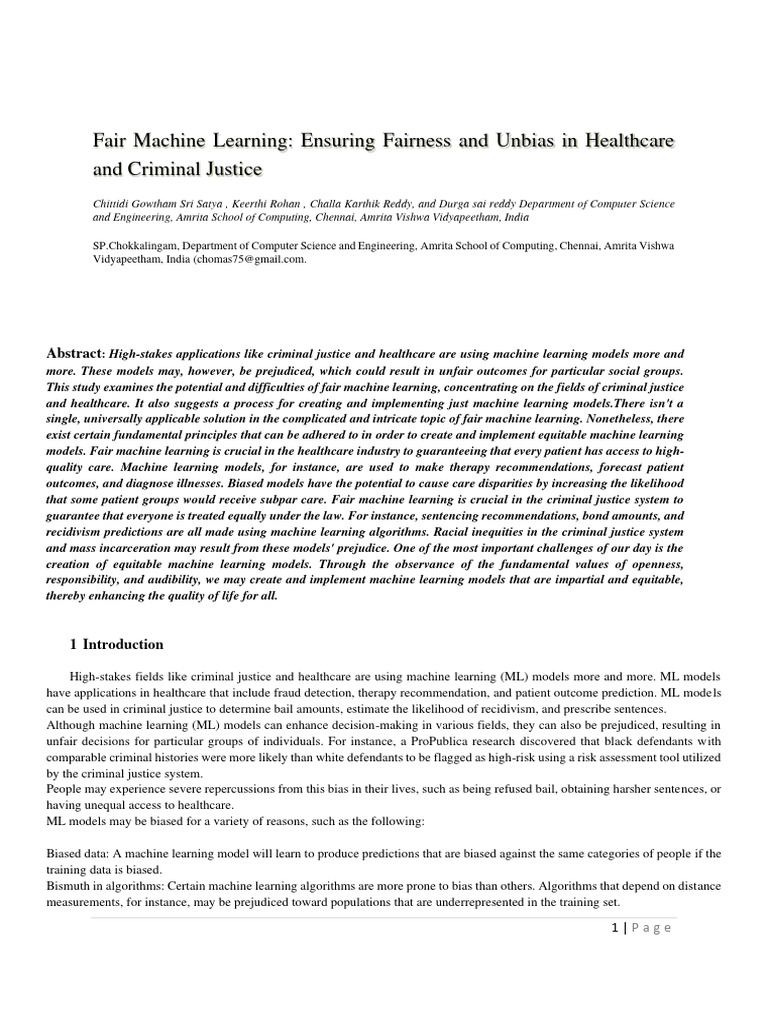 Capstone Project Report | PDF | Machine Learning | Bias