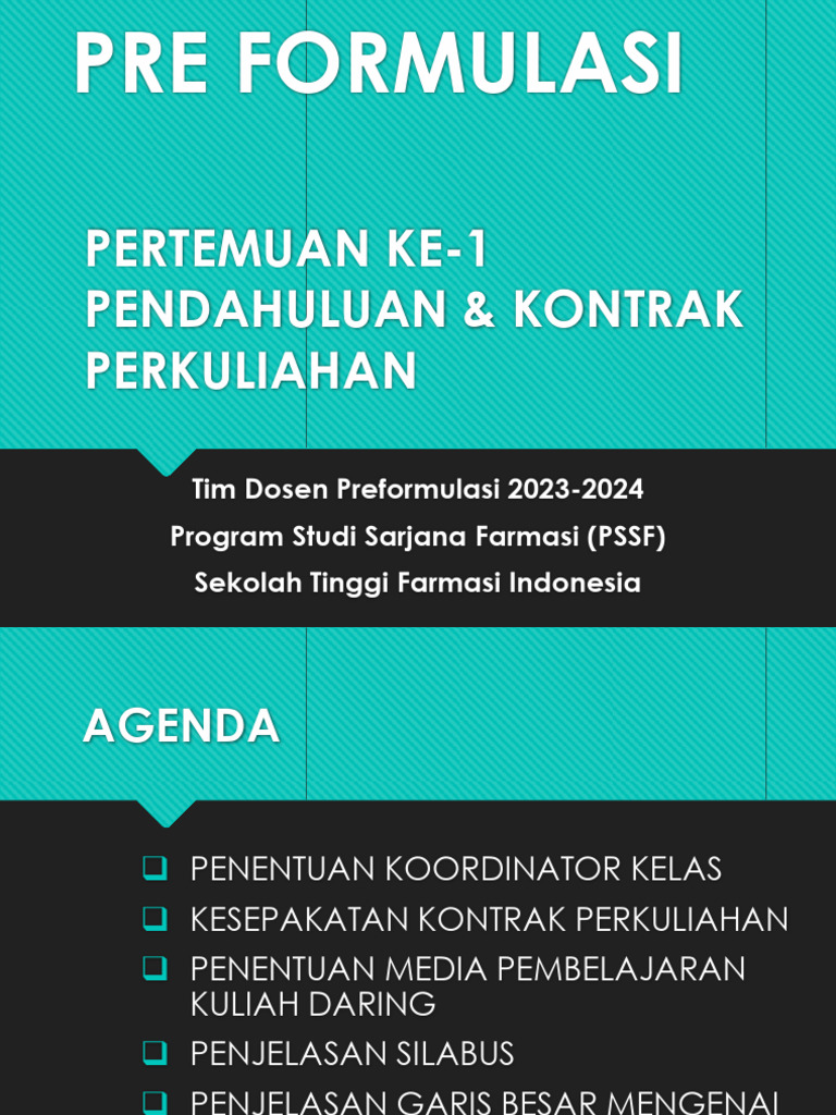 Pendahuluan Preformulasi - 2023-2024 | PDF