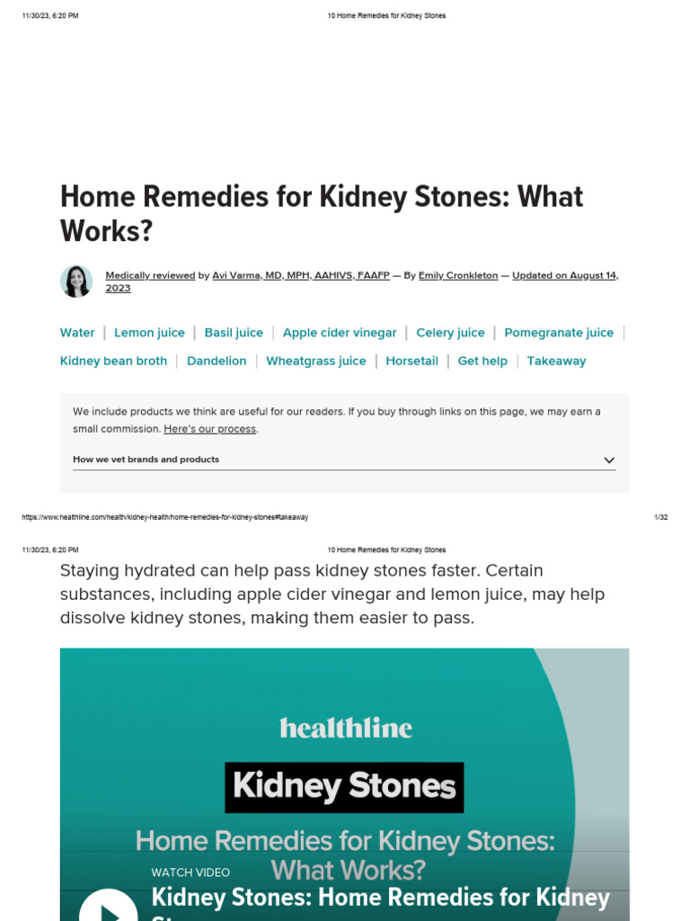 Kidney Stone Remedies Guide | PDF | Lifestyle