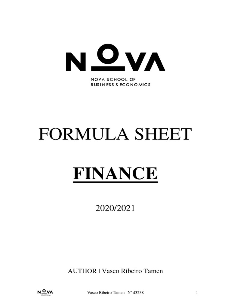 Formula Sheet_Finance_VT | PDF | Dividend | Stocks