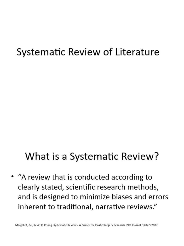 Lecture-Systematic Review of Literture | PDF | Systematic Review | Meta ...