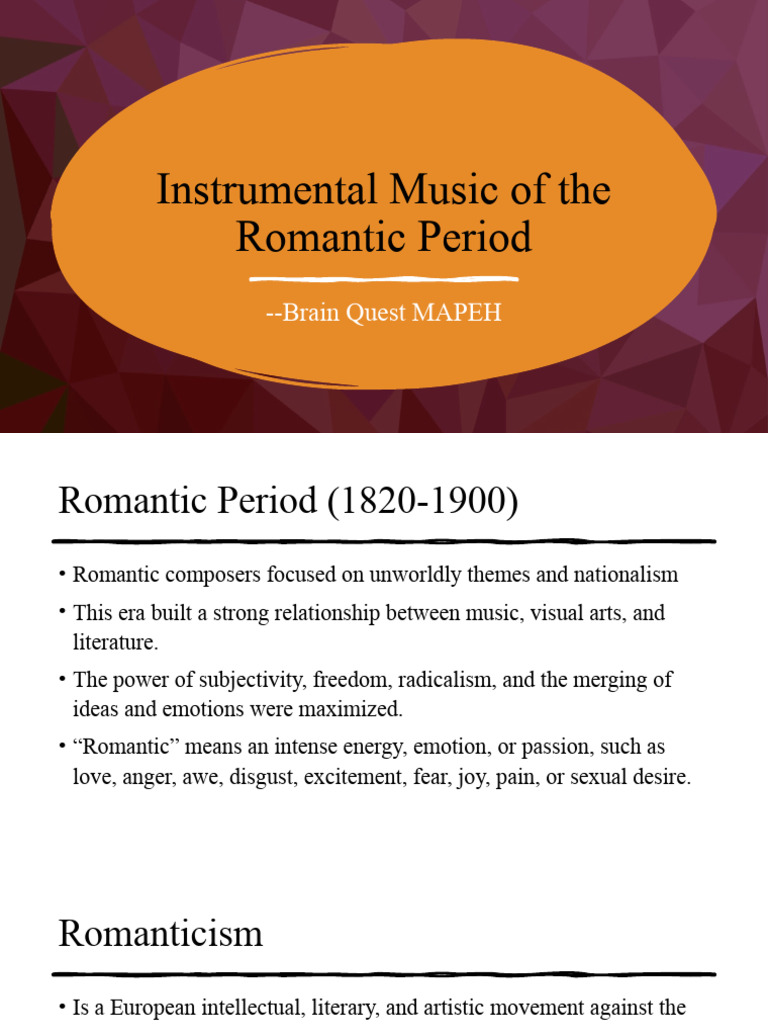 Instrumental Music of The Romantic Period | PDF | Piano | Romanticism