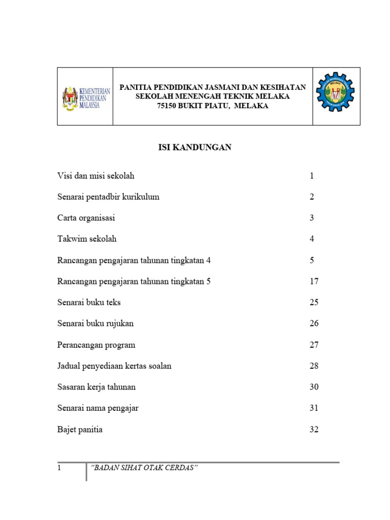 Manual Pengurusan Panitia Pendidikan Jasmani Dan Kesihatan 2021 | PDF
