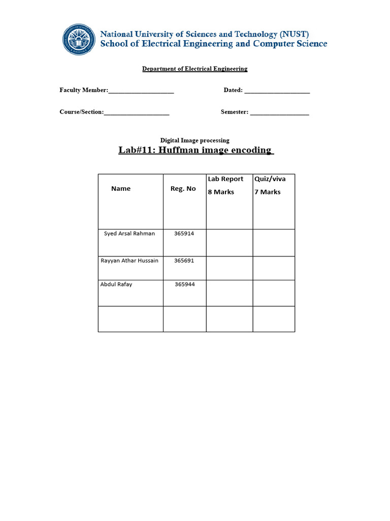 DIP Lab 11 Huffman encoding (2) | PDF | Data Compression | Code