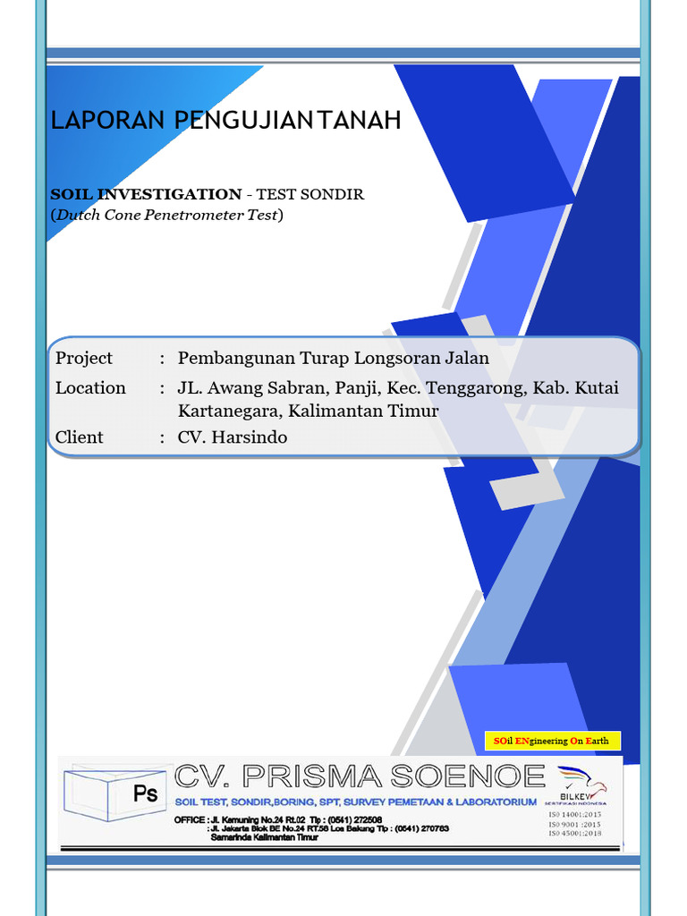 Soil - Inv.son - Pemb.Turap - Longsoran Jalan, Jl. Awang Sabran ...