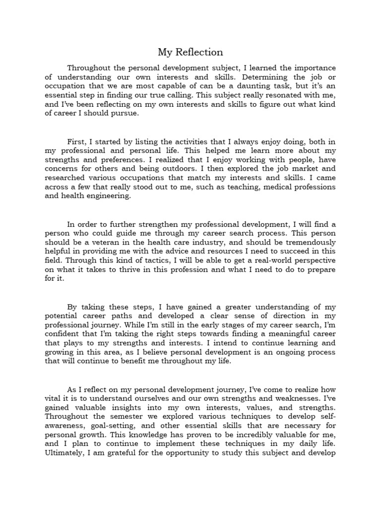 Reflection 3 - 055225 | PDF | Personal Development | Psychology