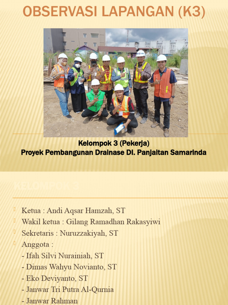 PRESENTASI K3 DRAINASE KELOMPOK PEKERJA 2022a | PDF