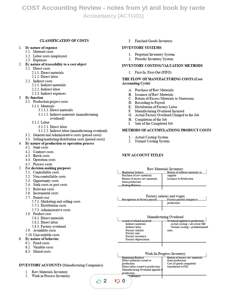 Cost Accounting Classification Overview | PDF | Cost | Inventory