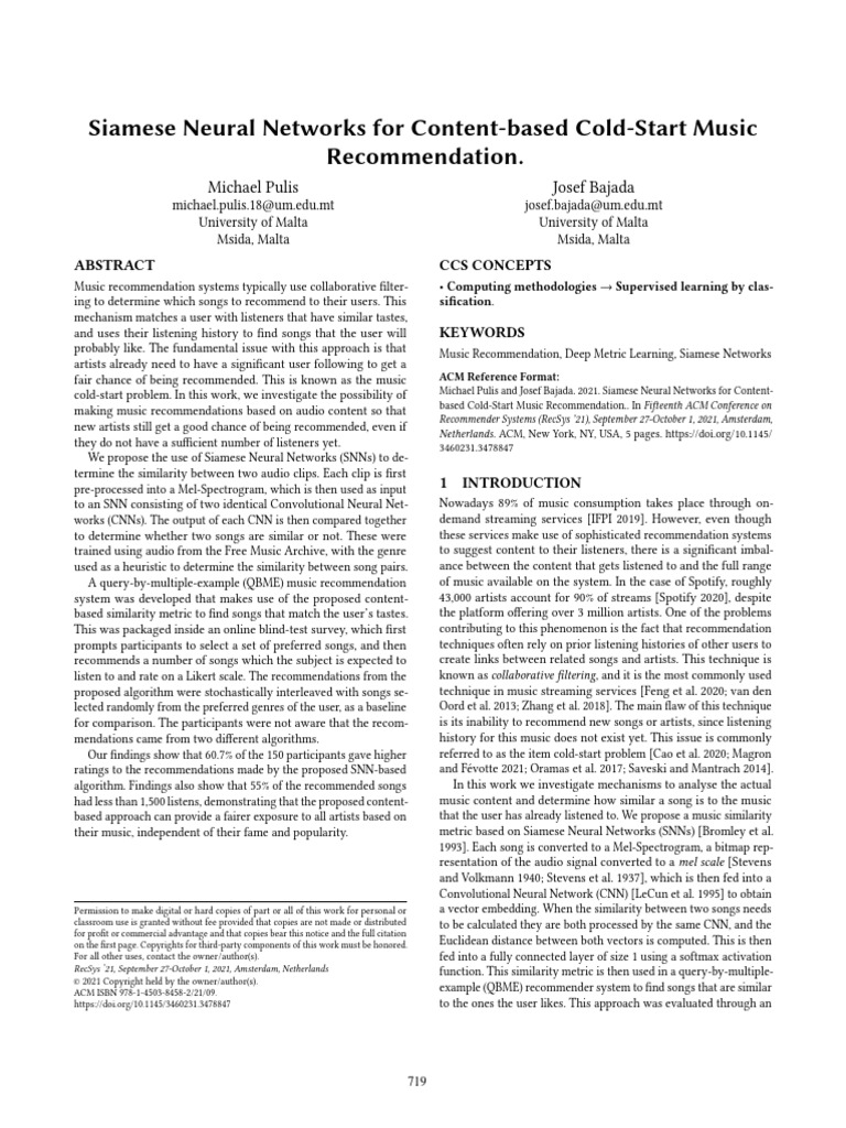Siamese Neural Networks For Content Base | PDF | Artificial Neural Network | Information Retrieval