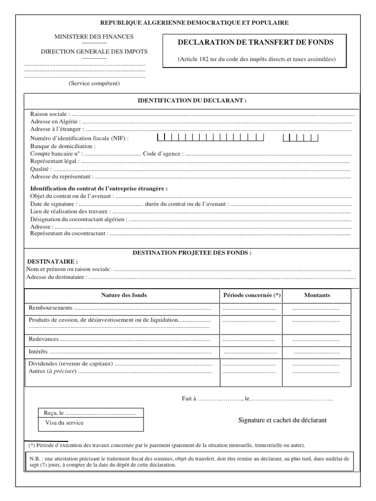 Formulaire Transfert de Fonds | PDF | Affaires | Maison et jardin